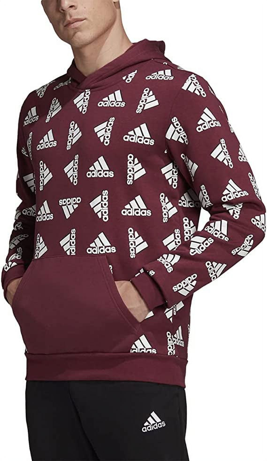 Adidas All Over Print Fleece Hoodie Casual, Victory Crimson, XLT ...