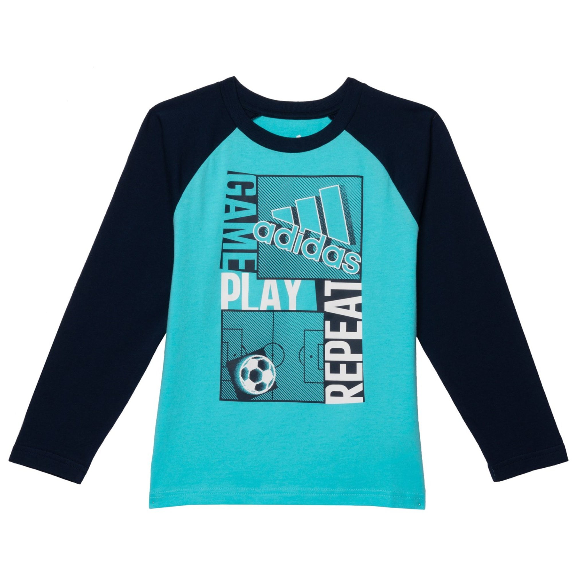 Adidas Boy's Play Game Graphic Print Raglan Long Sleeve Tee Casual ...