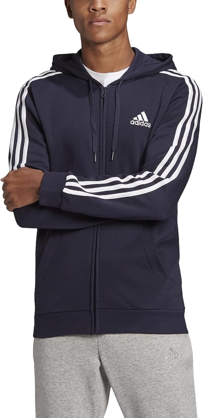 Adidas Essentials Fleece 3-Stripes Full-Zip Hoodie, Men's - Walmart.com