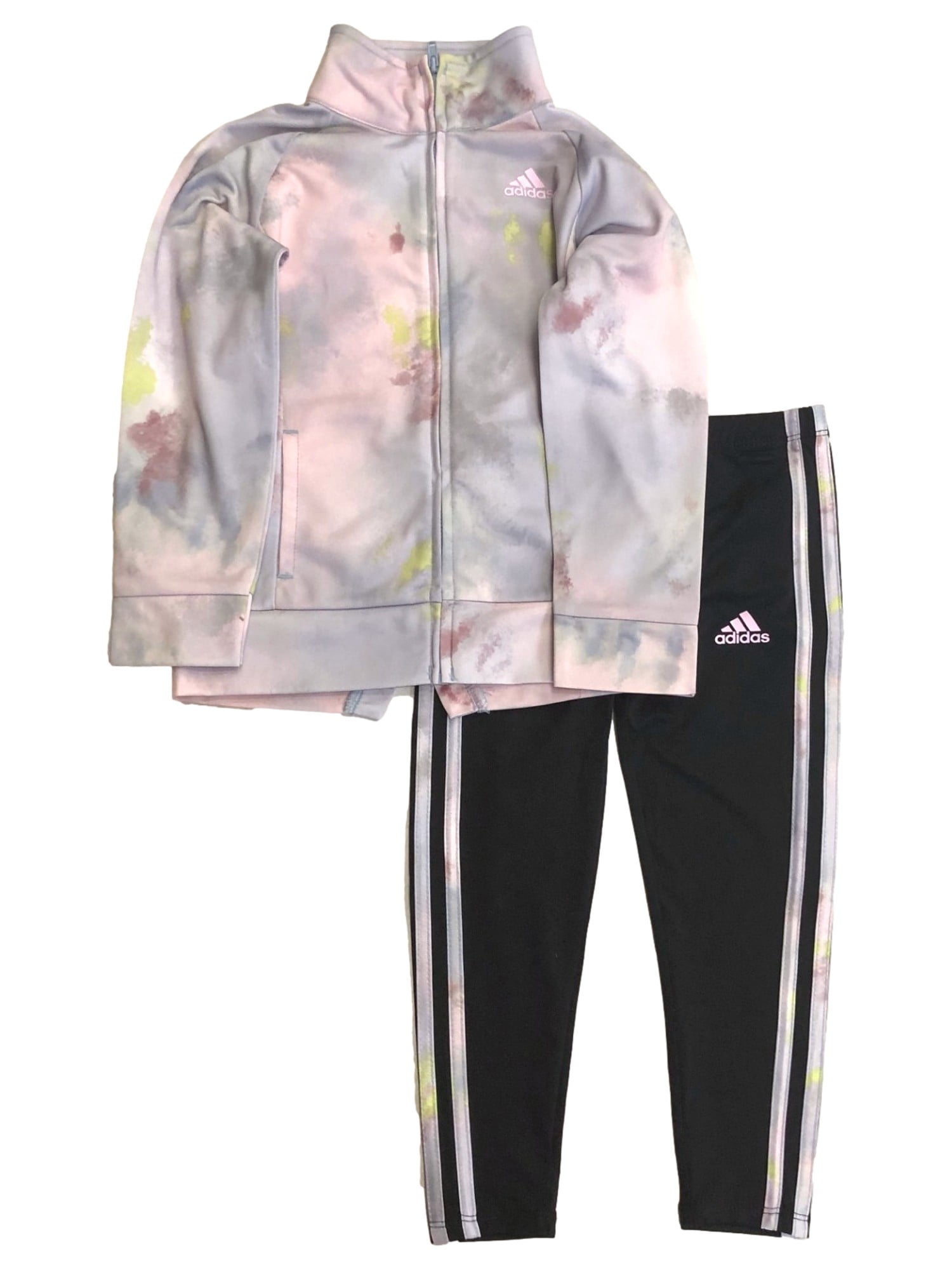 Adidas Girls 2pc Outfit Pink Tie Dye Track Suit Pants & Jacket Set ...