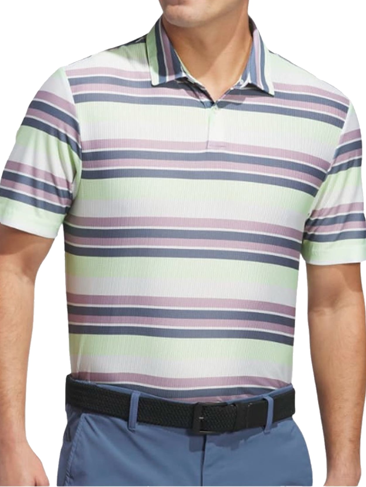 Adidas Golf Men's Ultimate365 HEAT.RDY Striped Polo Shirt, Medium Green ...