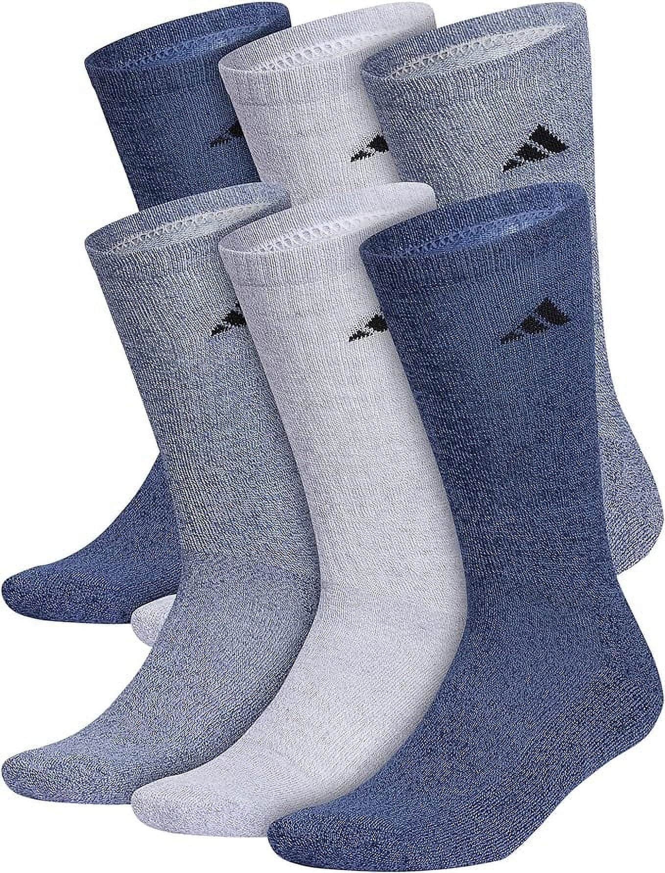 Adidas Men's Athletic Cushioned 6-Pack Crew Socks, Indigo Blue, Large ...