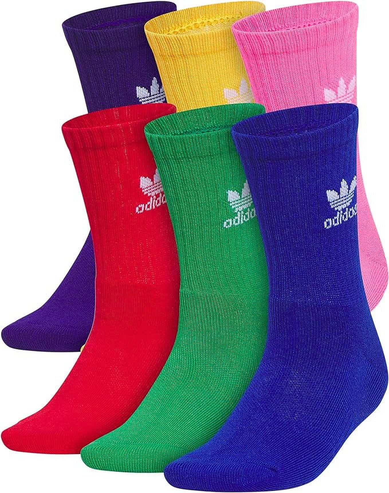 Adidas Originals Youth Trefoil Crew Socks, Multi-colored, 6 Pack, Large ...