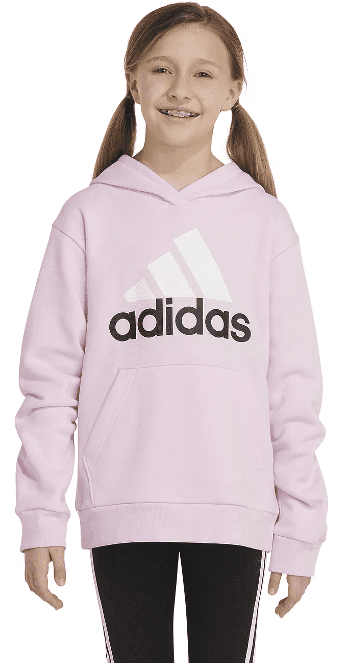 Adidas PINK Girl's Long Sleeve Essential Sportswear Logo Hoodie, US 6X ...