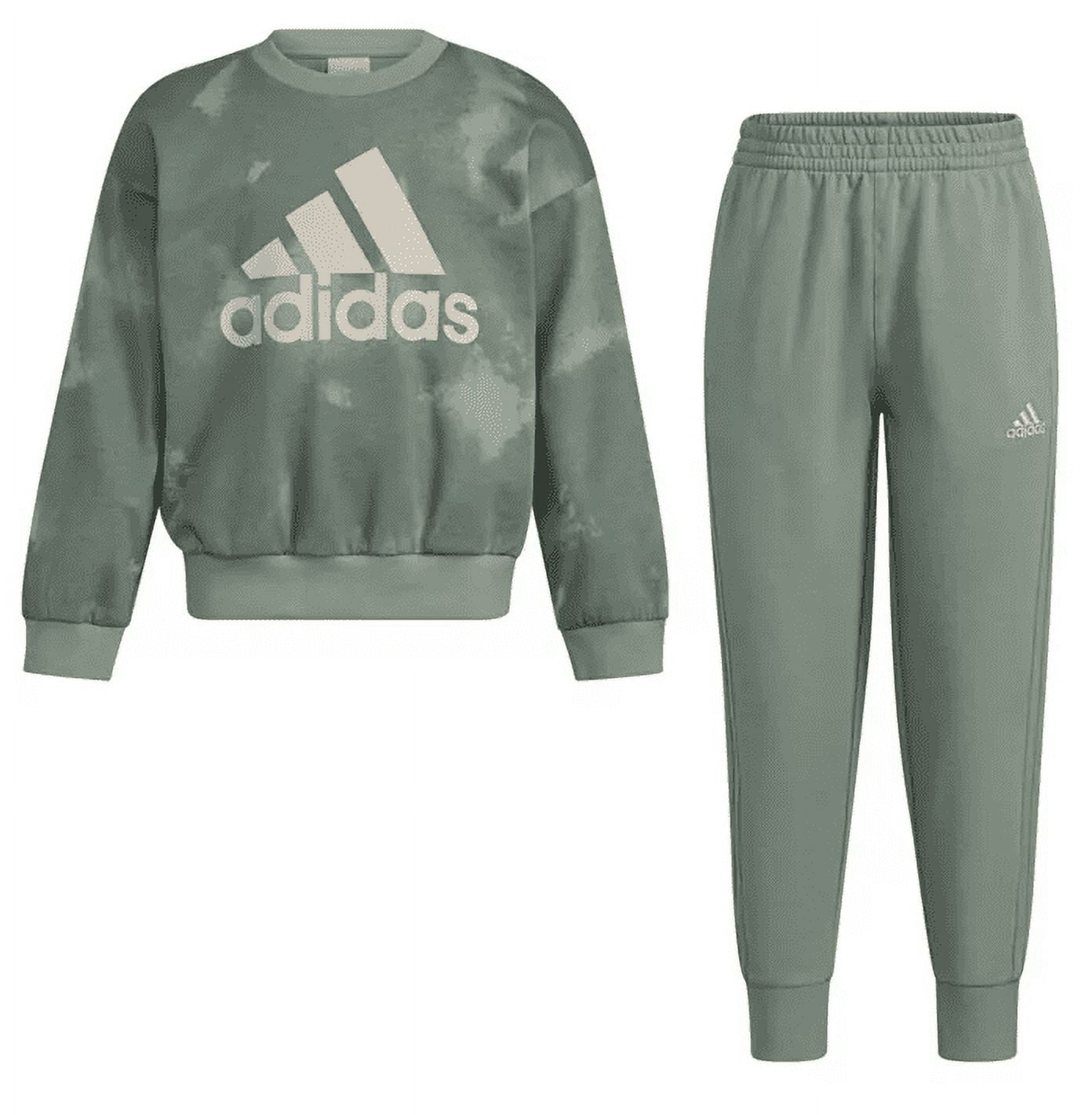 Adidas SILVER GREEN Little Boys Crewneck Pullover and Joggers, 2 Piece ...