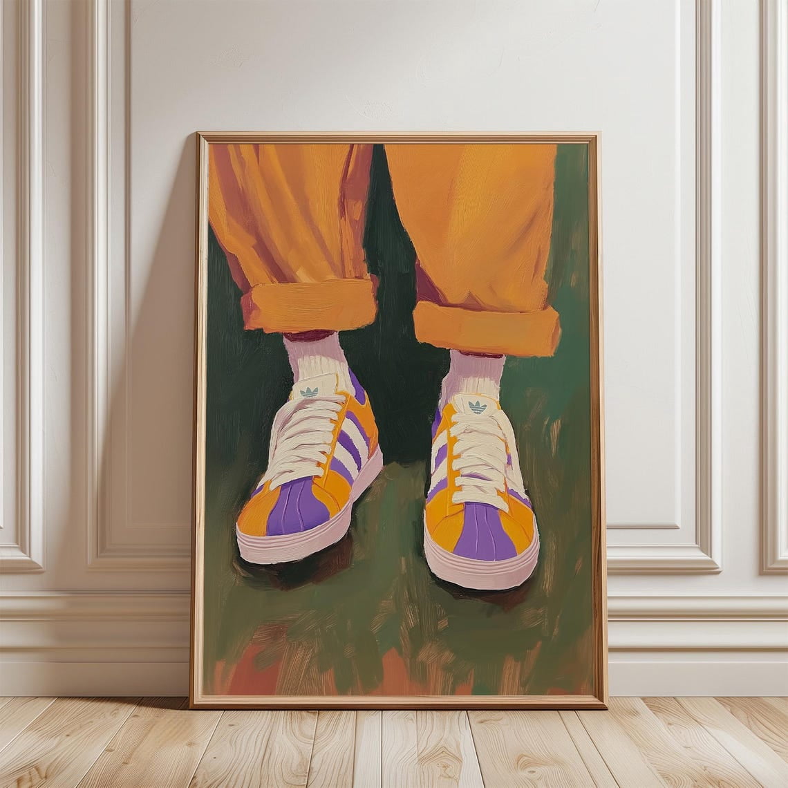 Adidas Sneakers Art Print, Orange Purple Abstract Wall Art, Mid Century ...