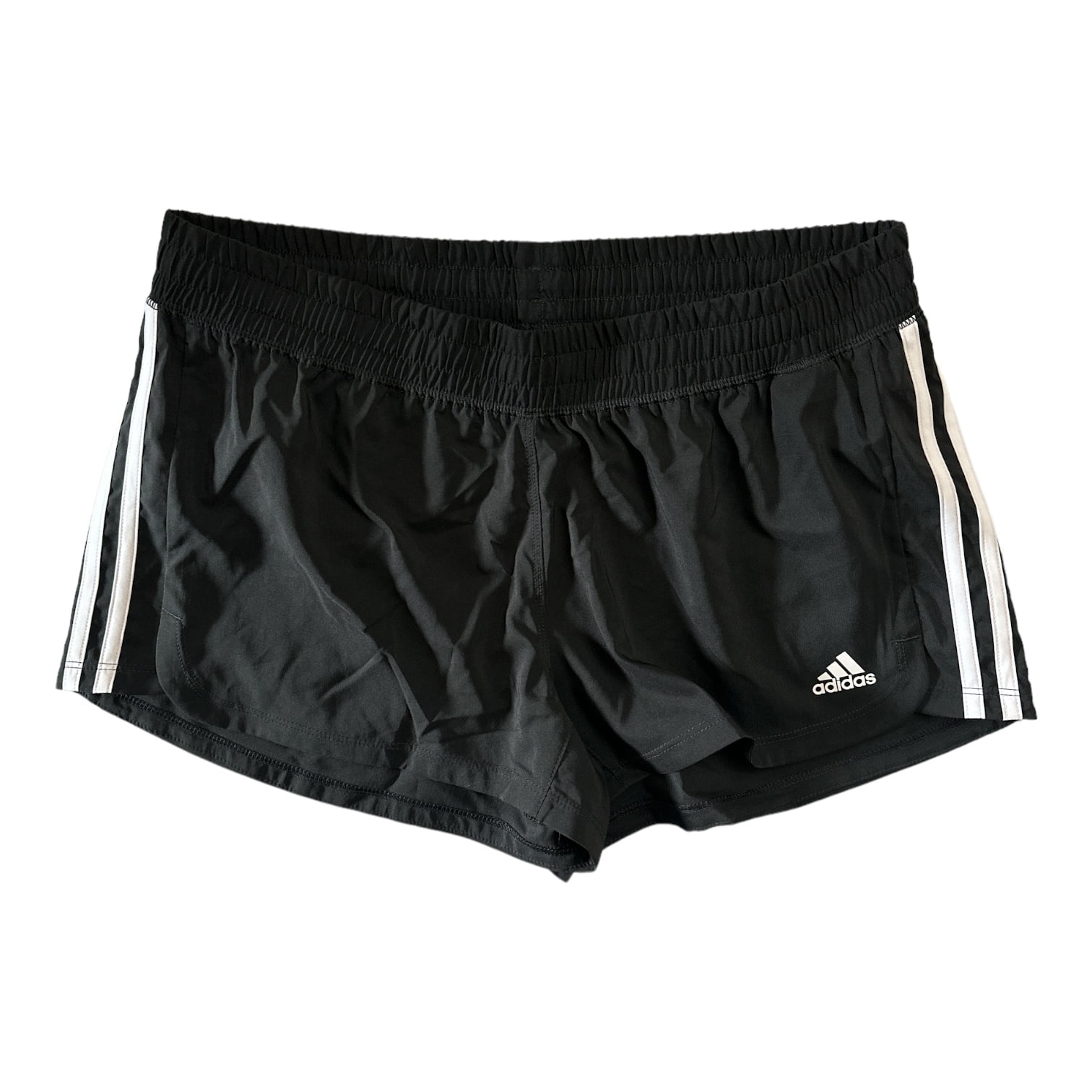 Adidas Women's Pacer 3 Stripe Knit Polyester Gym Shorts (Black/White ...
