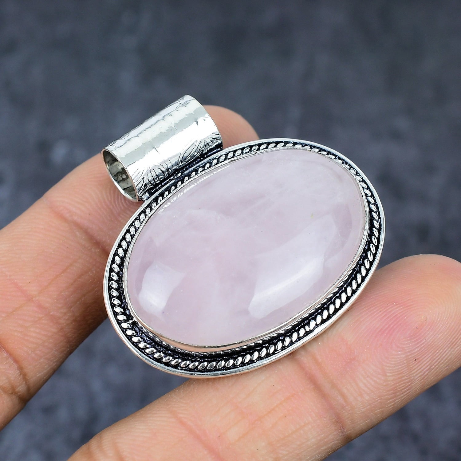 Adidev 30 Carat Rose Quartz Gemstone Oval Shape Light Pink Color 925 ...