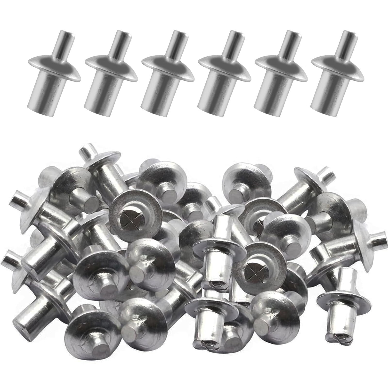 Adifare 100/200Pcs Round Head Rivet Set Reusable Aluminum Core Rivet ...