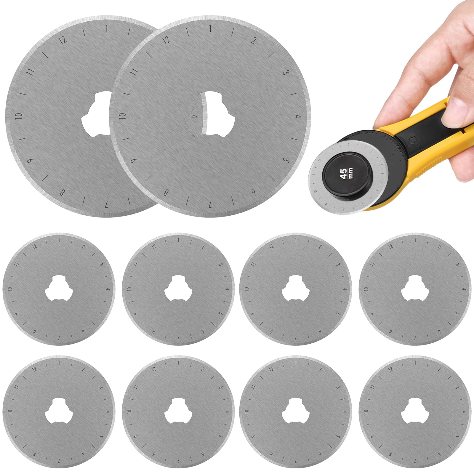 Adifare 10Pcs Rotary Cutter Blades 45mm SKS-7 High-Carbon Steel Rotary ...