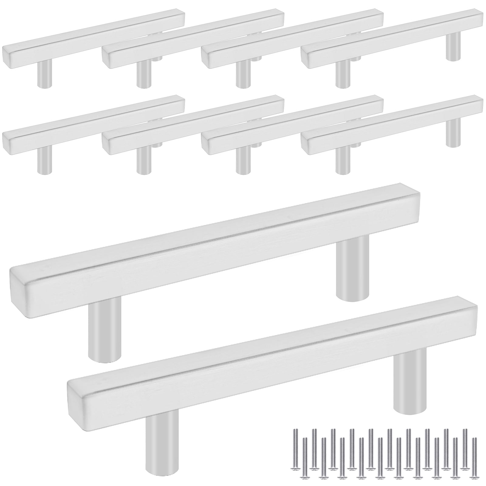 Adifare 10Pcs Square Cabinet Handle with Screw Stainless Steel Square ...