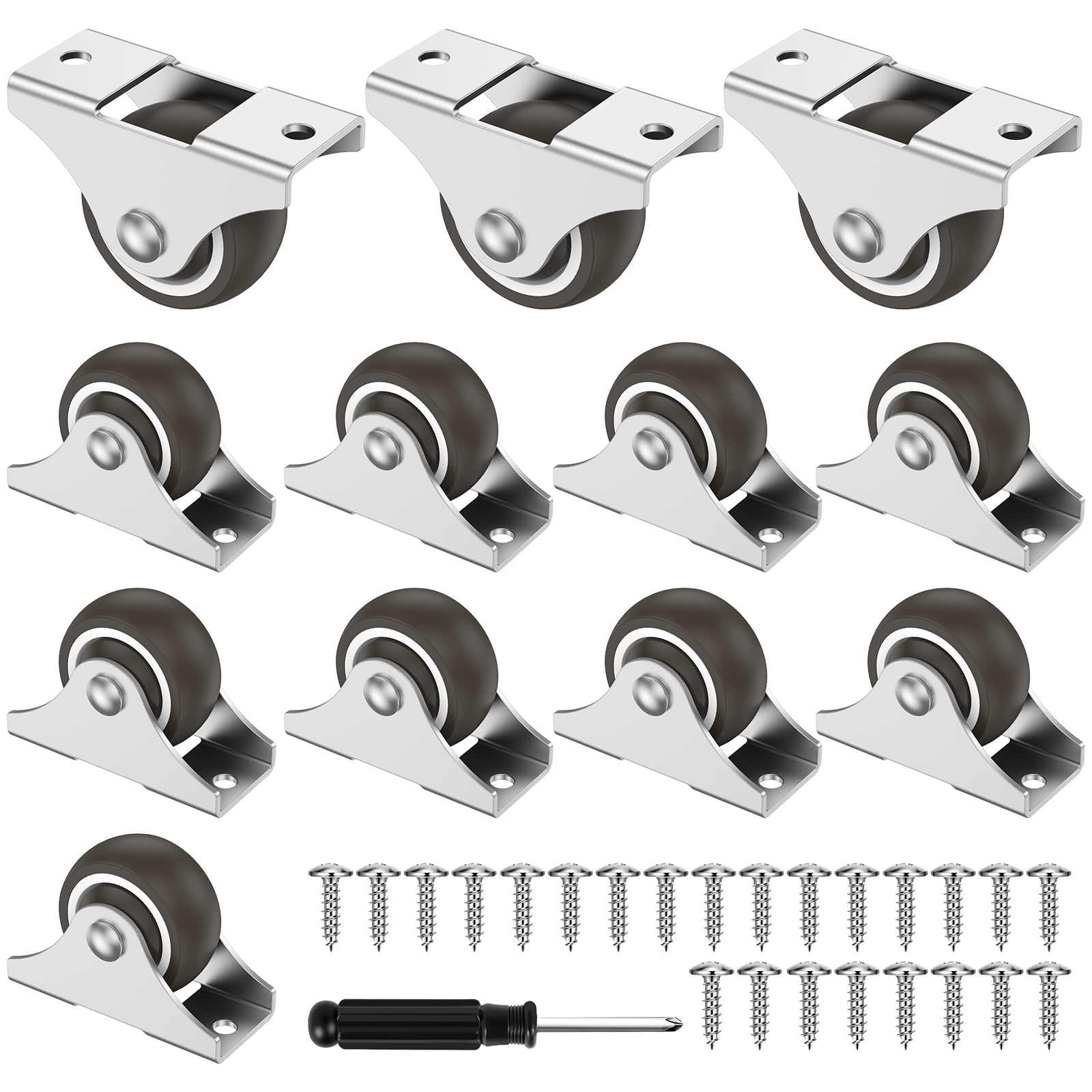 Adifare 12/8Pcs Swivel Caster No Noise Rolling Caster Wheels 8kg Load ...