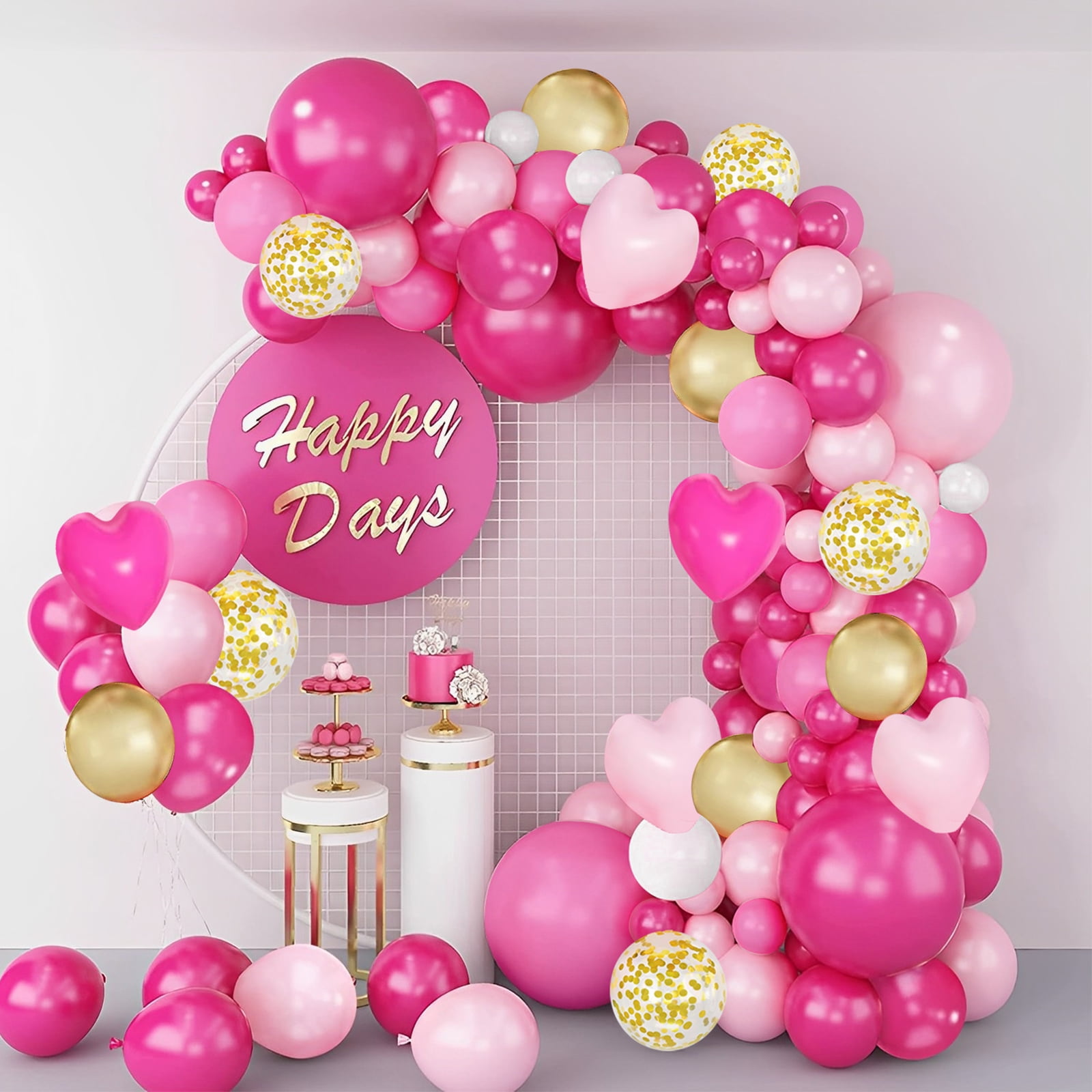 Adifare 147Pcs Rose Red Balloon Garland Arch Kit Reusable Macaron Pink ...