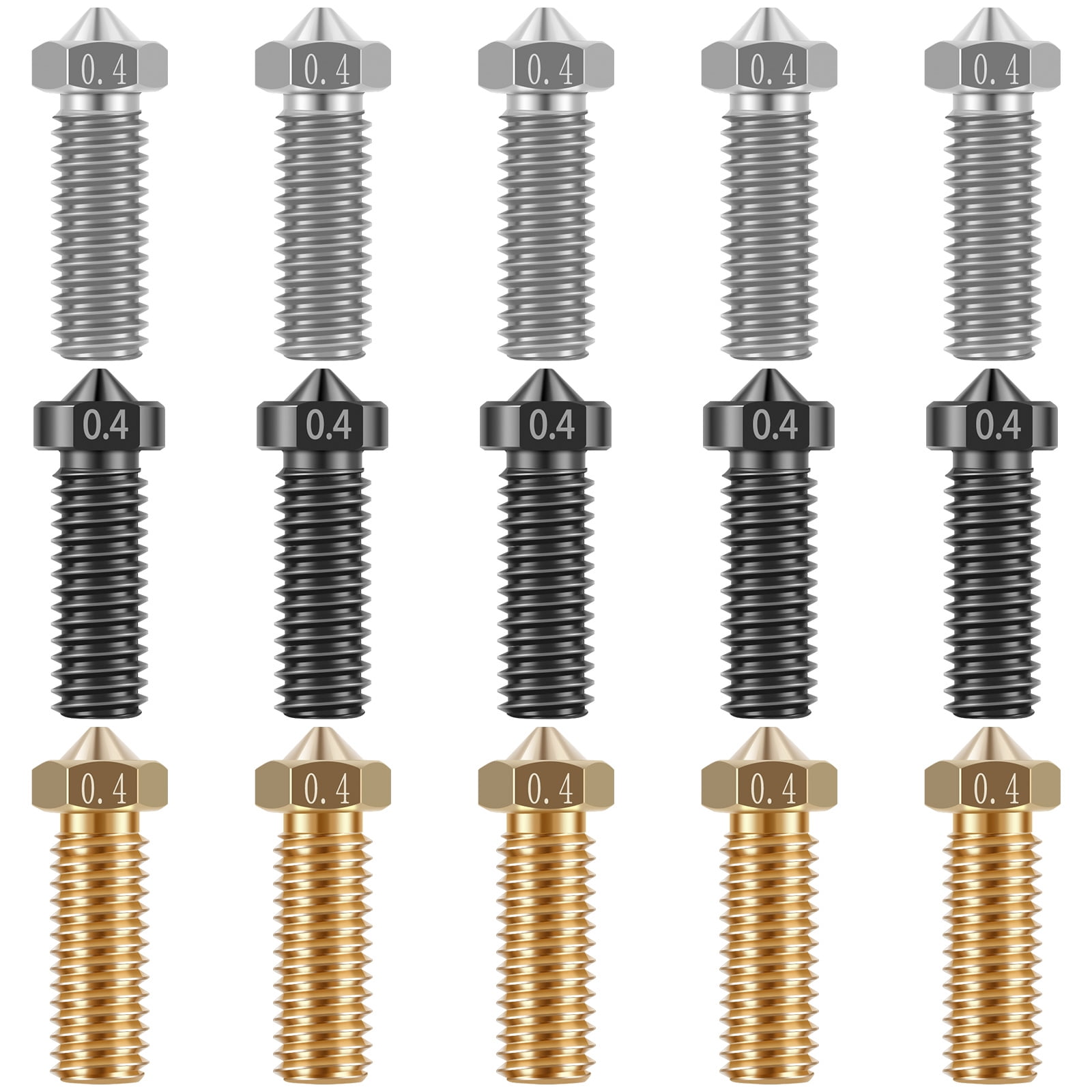 Adifare 15Pcs 3D Printer Nozzle Kit High Hardness 3D Printing Hardened ...