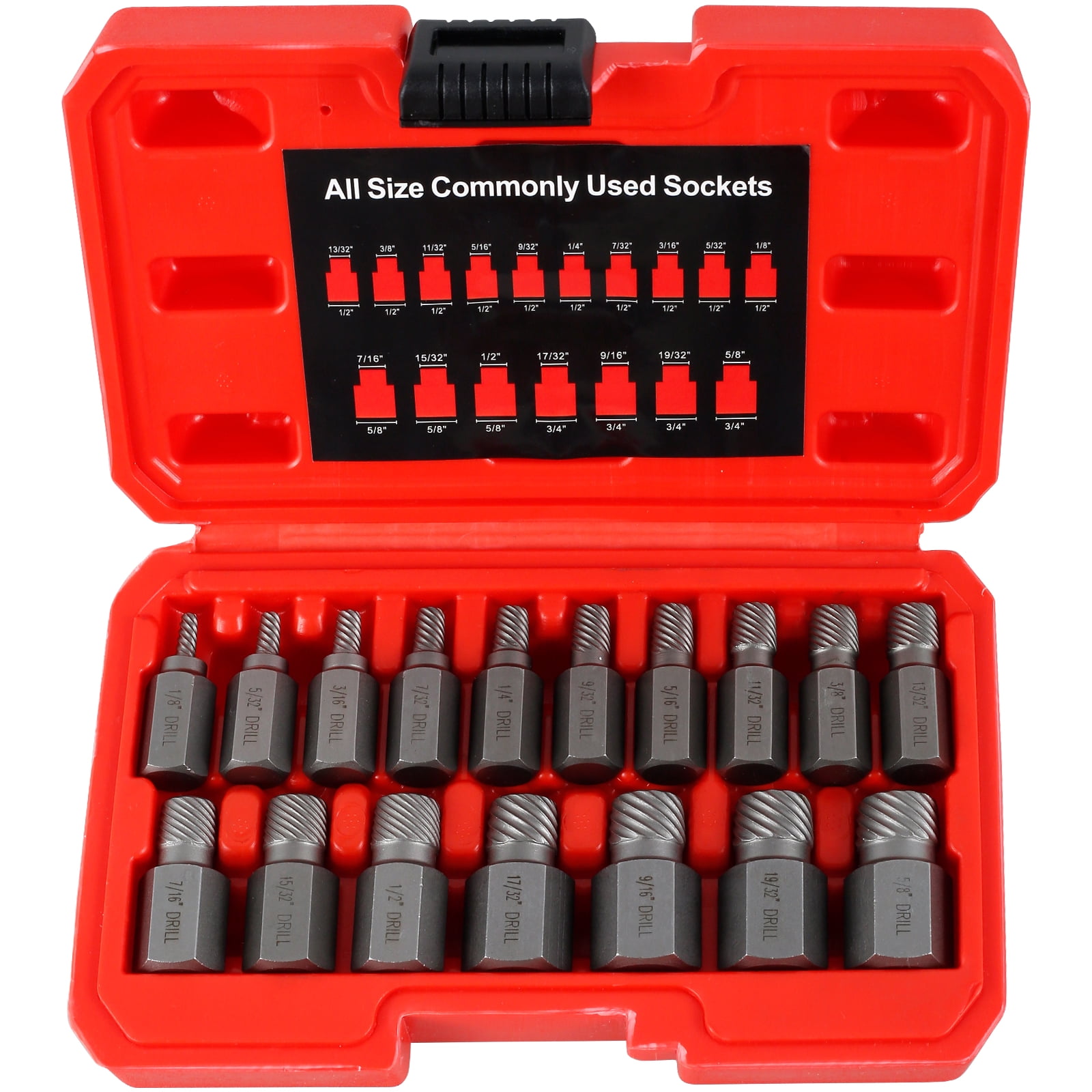 Adifare 17Pcs Screw Extractor Set Hex Head Easy Out Bolt Extractor Set ...