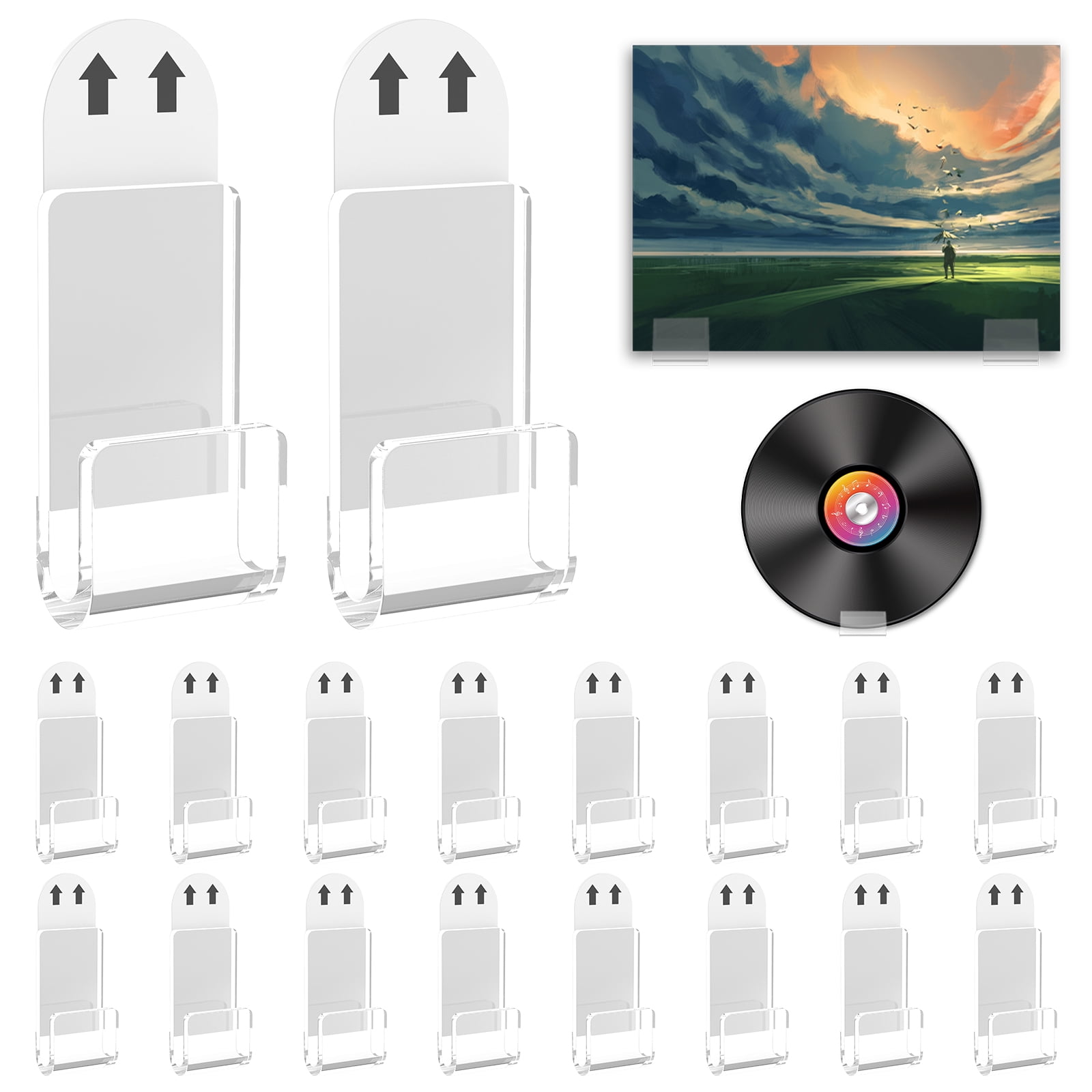 Adifare 18Pcs Vinyl Record Shelf Wall Mount Self Adhesive Acrylic ...