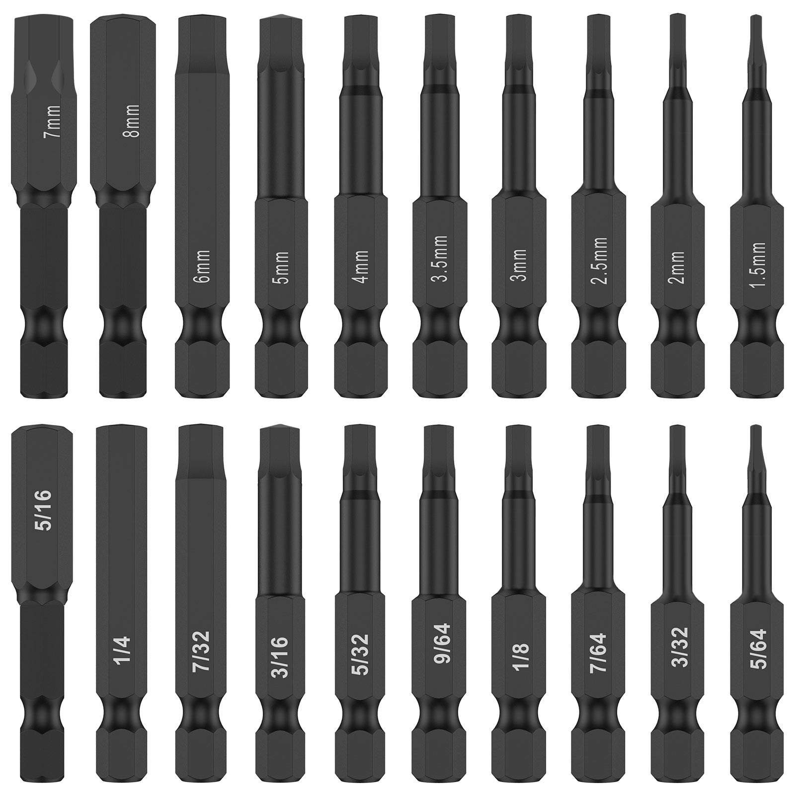 Adifare 20Pcs Hex Wrench Drill Bit Set S2 Alloy Steel Allen Screwdriver Drill Bit Portable ...