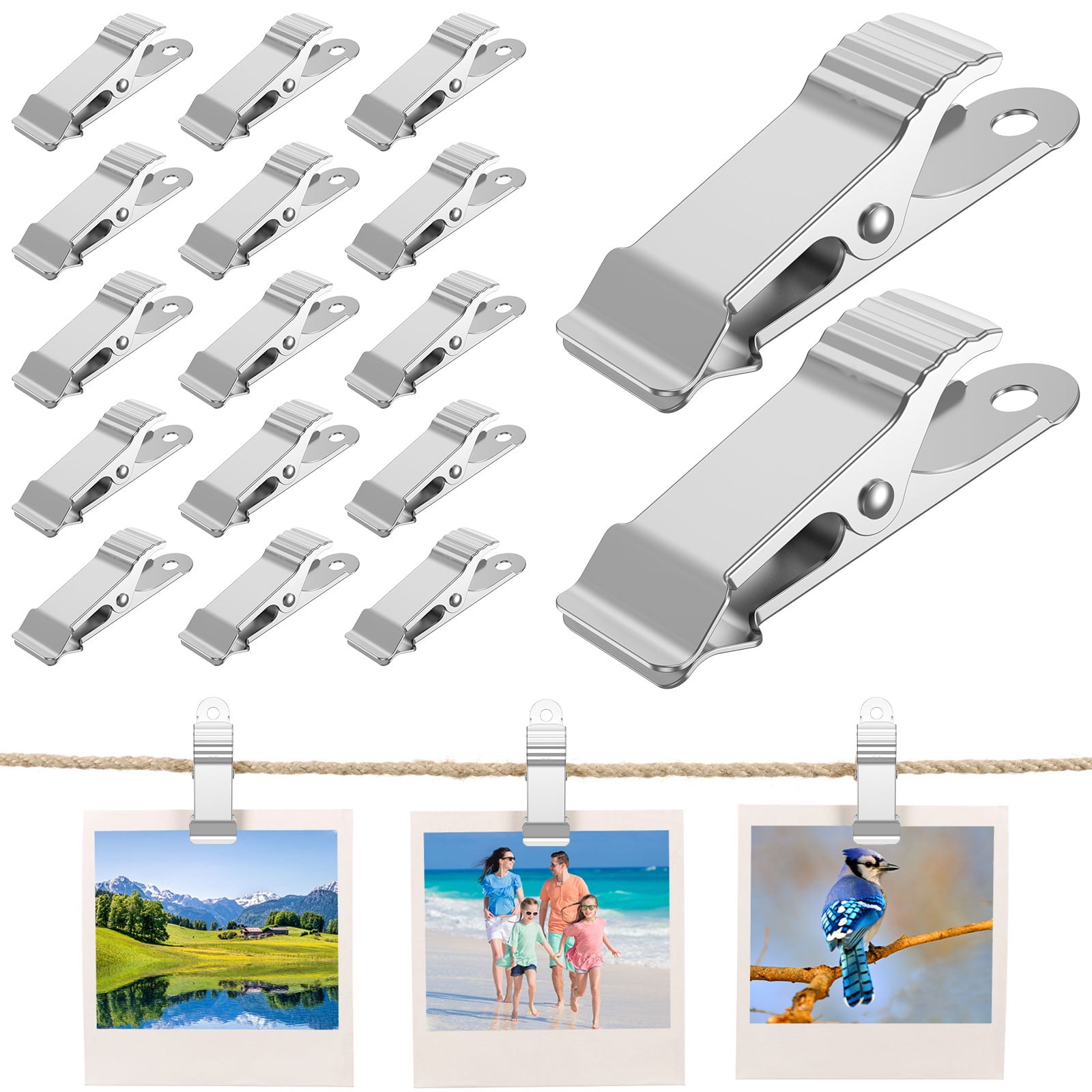 Adifare 30Pcs Metal Clamp Set Iron Spring Clips Silver Mini Clamps ...