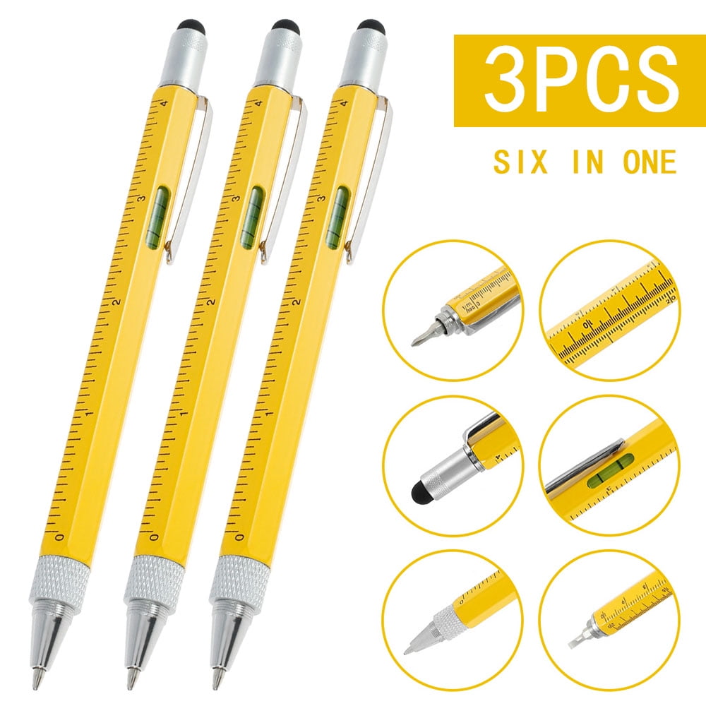 Adifare 3Pcs Multi Tool Pen All In 1 Ballpoint Pen with Ruler Level ...