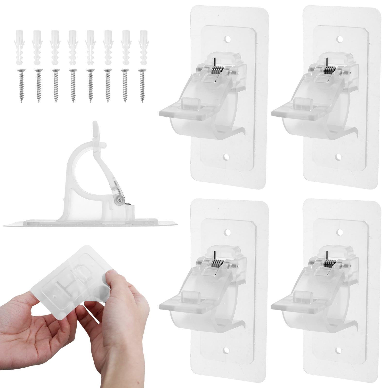 Adifare 4 Pcs No Drill Curtain Rod Brackets Self Adhesive Rod Holders ...