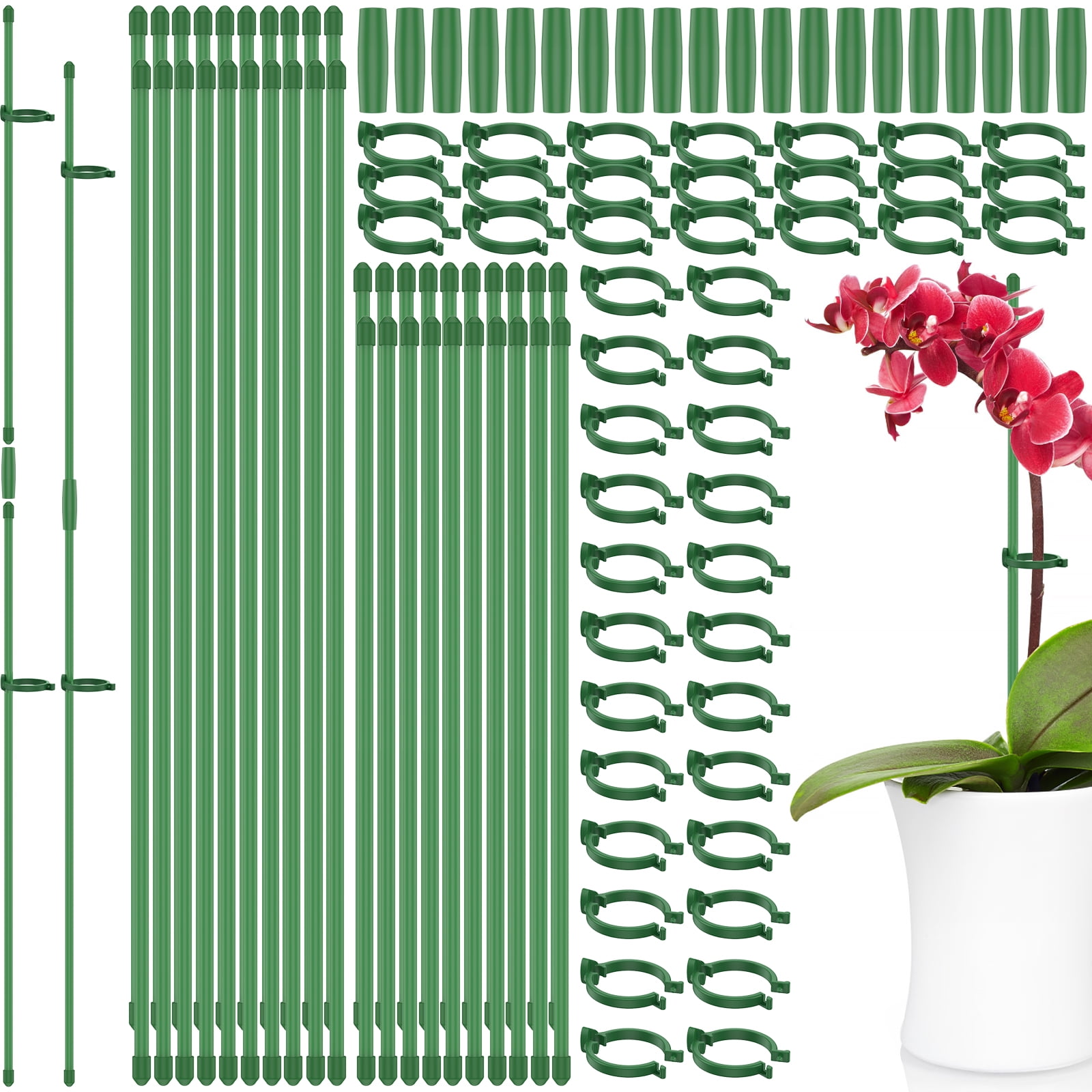 Adifare 40Pcs Plant Stakes Adjustable Plant Support Sticks with 40 ...