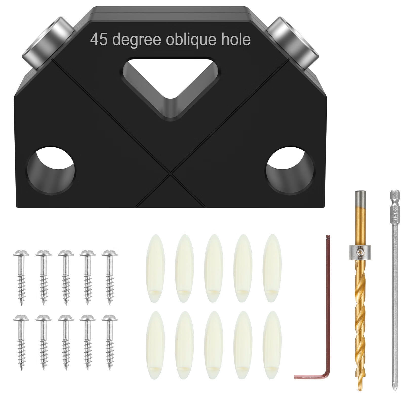 Adifare 45° Angle Drill Guide Jig Aluminum Alloy Dowel Jig Kit Pocket ...