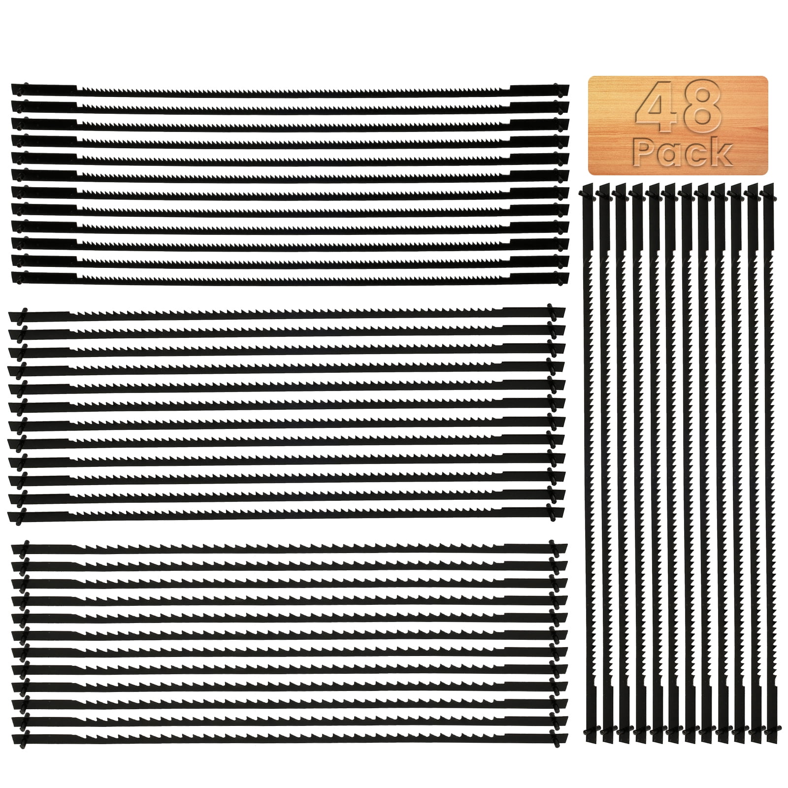 Adifare 48pcs Scroll Saw Blade,5in Pin End Scroll Saw Blades SK5 Carbon Steel Coping Saw Blade ...