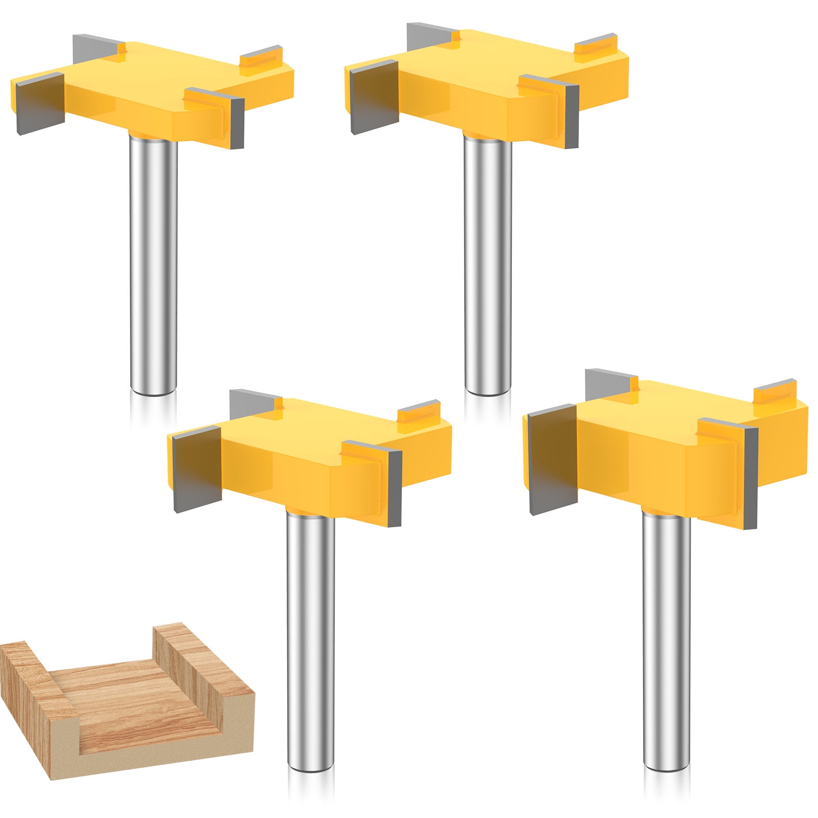 Adifare 4Pcs 1/4inch Shank CNC Spoilboard Surfacing Router Bit Set ...