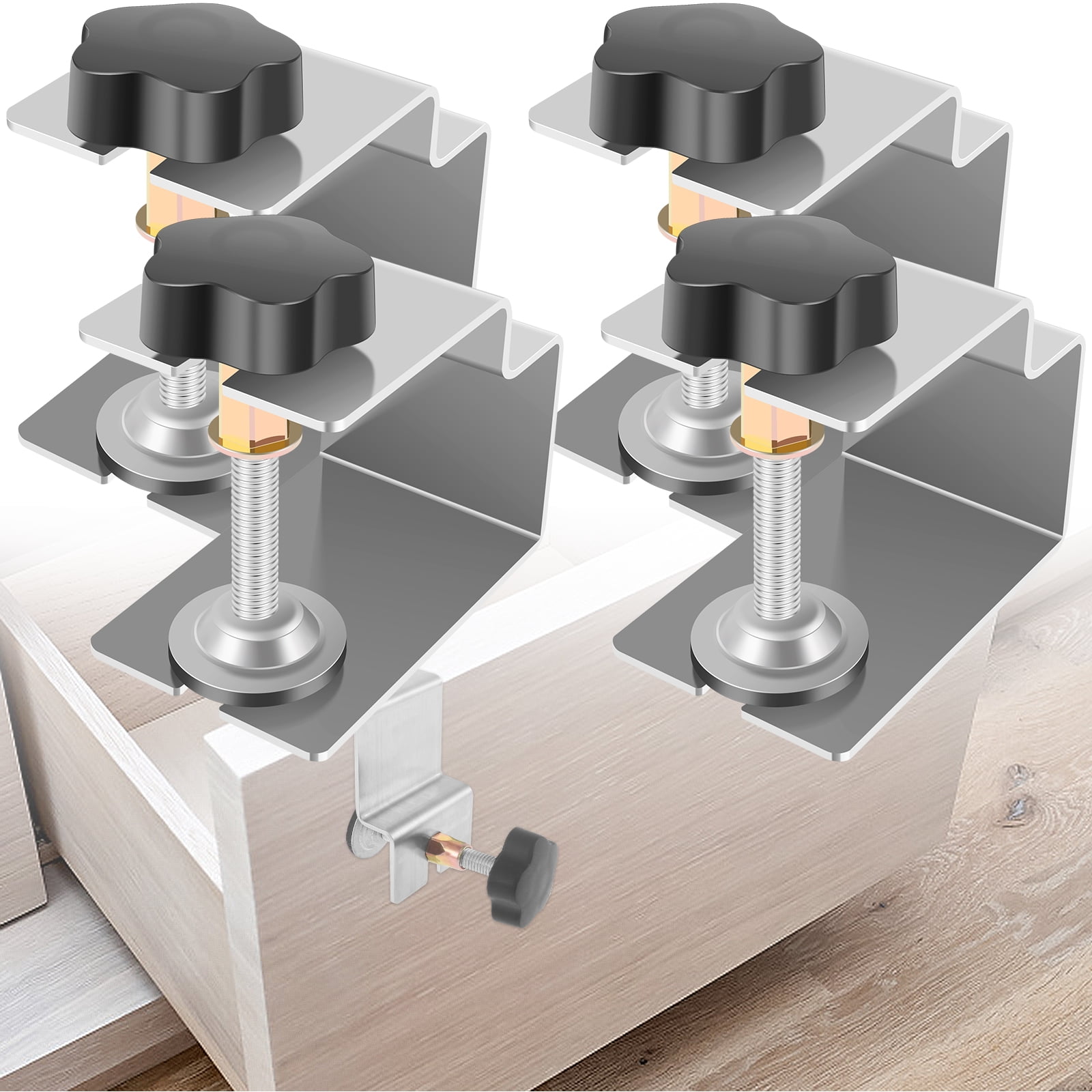 Adifare 4Pcs Drawer Front Installation Clamp Stainless Steel Drawer Fixing Clip Ant-Slip Cabinet ...