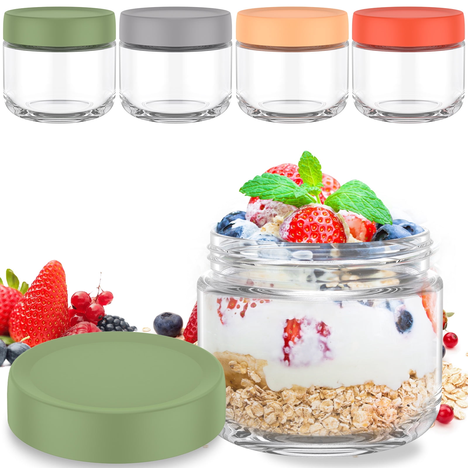 Adifare 4Pcs Overnight Oats Jar 10/16oz Overnight Oats Container with ...