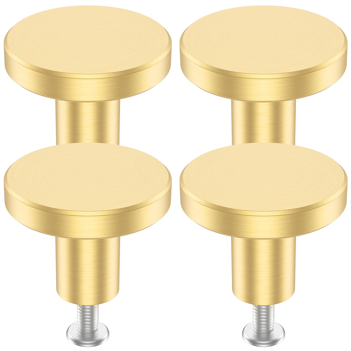 Adifare 4pcs Antique Solid Brass Cupboard Door Knob Round Pure Copper ...