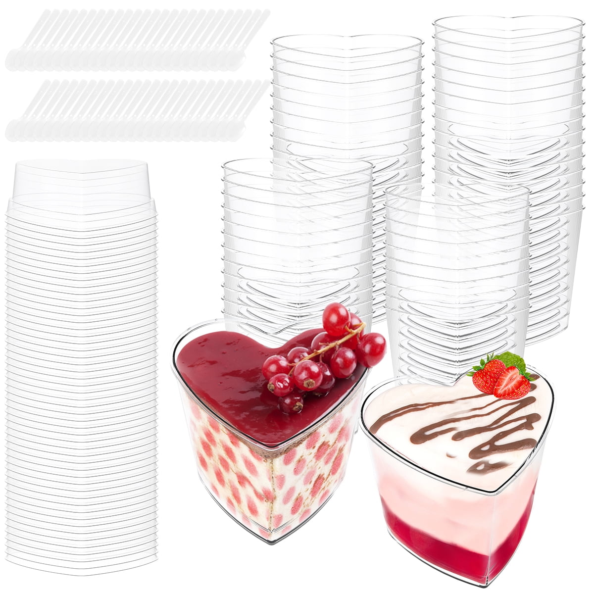 Adifare 50Pcs Dessert Cups with Lids Spoons 6oz/180ml Mini Reusable ...