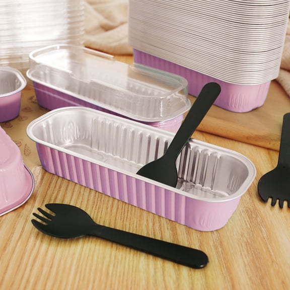 10Pcs Mini Loaf Pans With/Without Lids 6.8OZ Rectangle Aluminum Foil ...