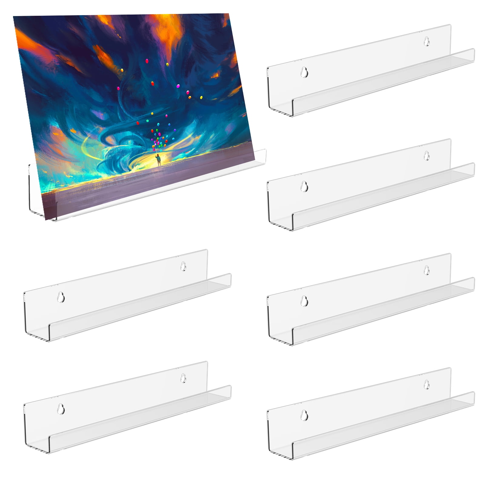 Adifare 6Pcs Vinyl Record Shelf Wall Mount 12in Clear Vinyl Records ...