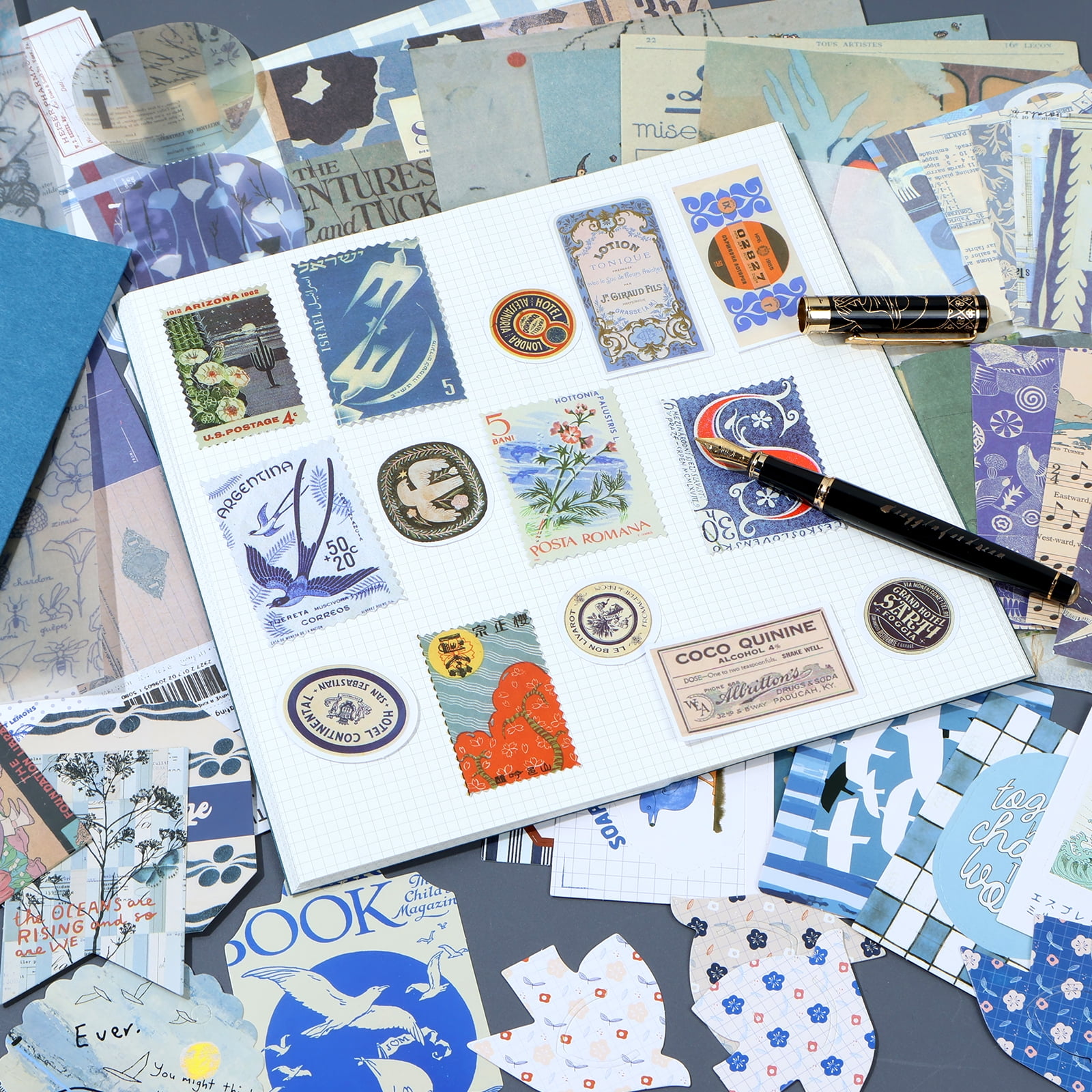 Adifare 86Pcs Vintage Scrapbook Kit DIY Journaling Supplies Set with ...