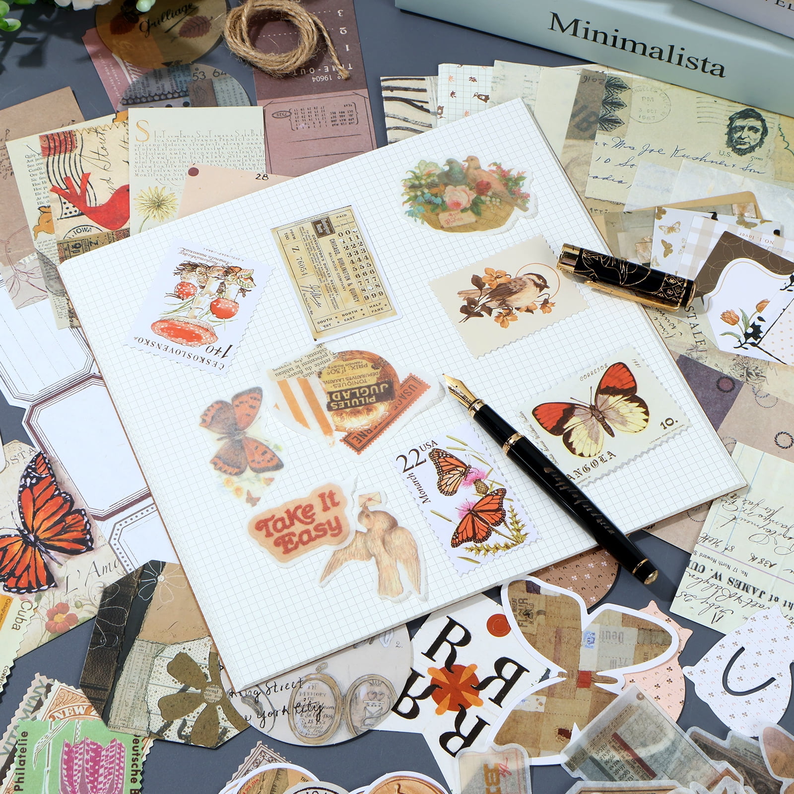 Adifare 86Pcs Vintage Scrapbook Kit DIY Journaling Supplies Set with ...