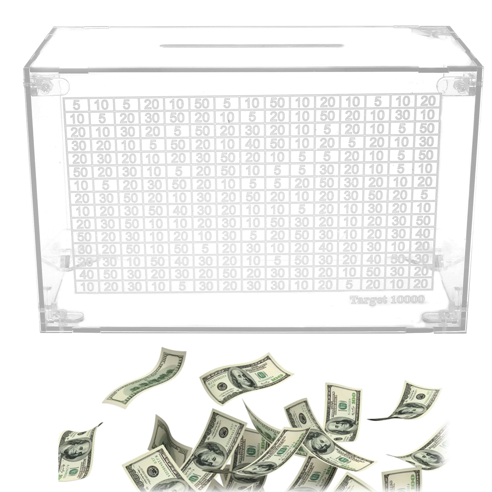 Adifare Acrylic Money Box Clear Practical Money Box Piggy Bank 7.87×5.7 ...