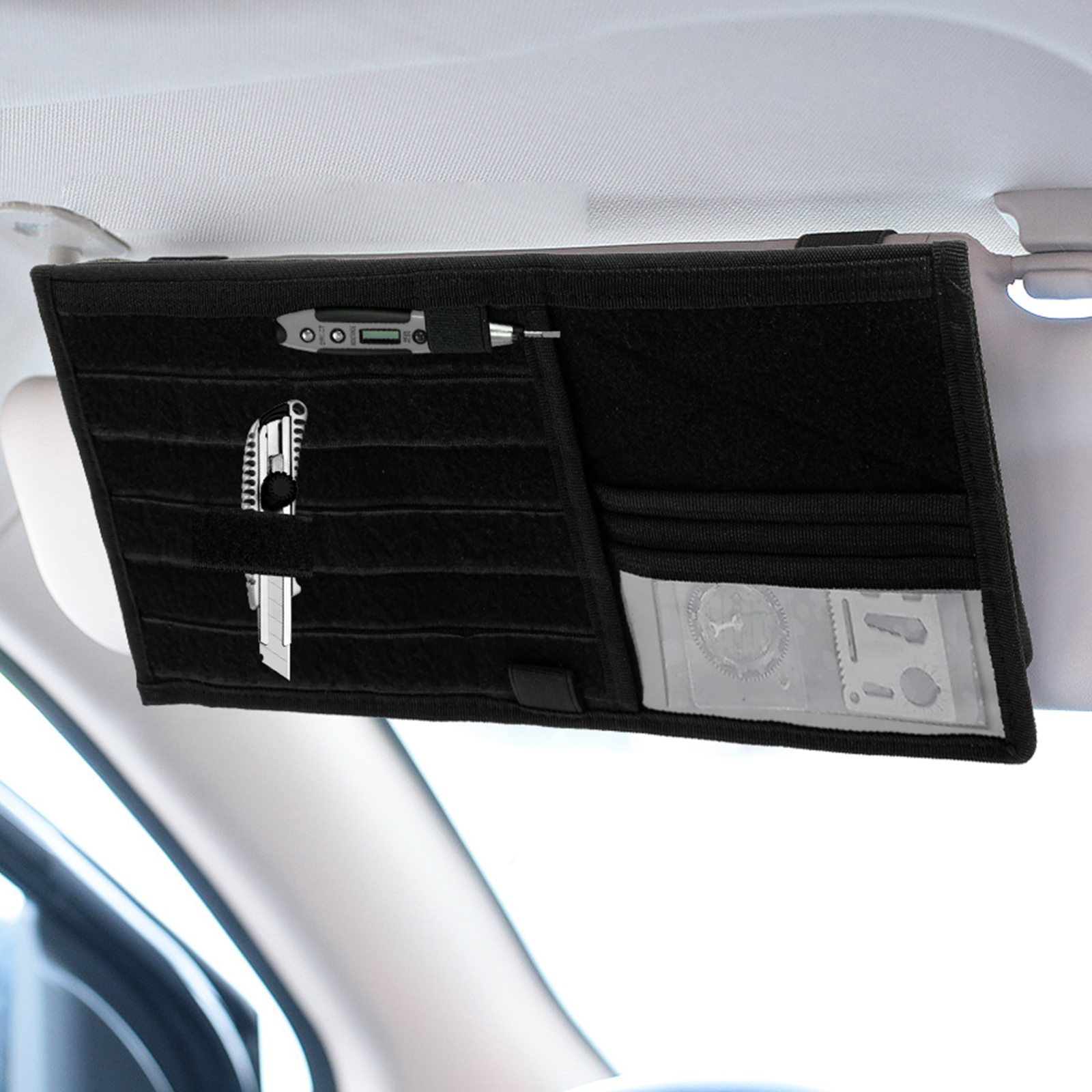 Adifare Car Sun Visor Organizer Multi-Pocket Auto Visor Storage Pouch ...