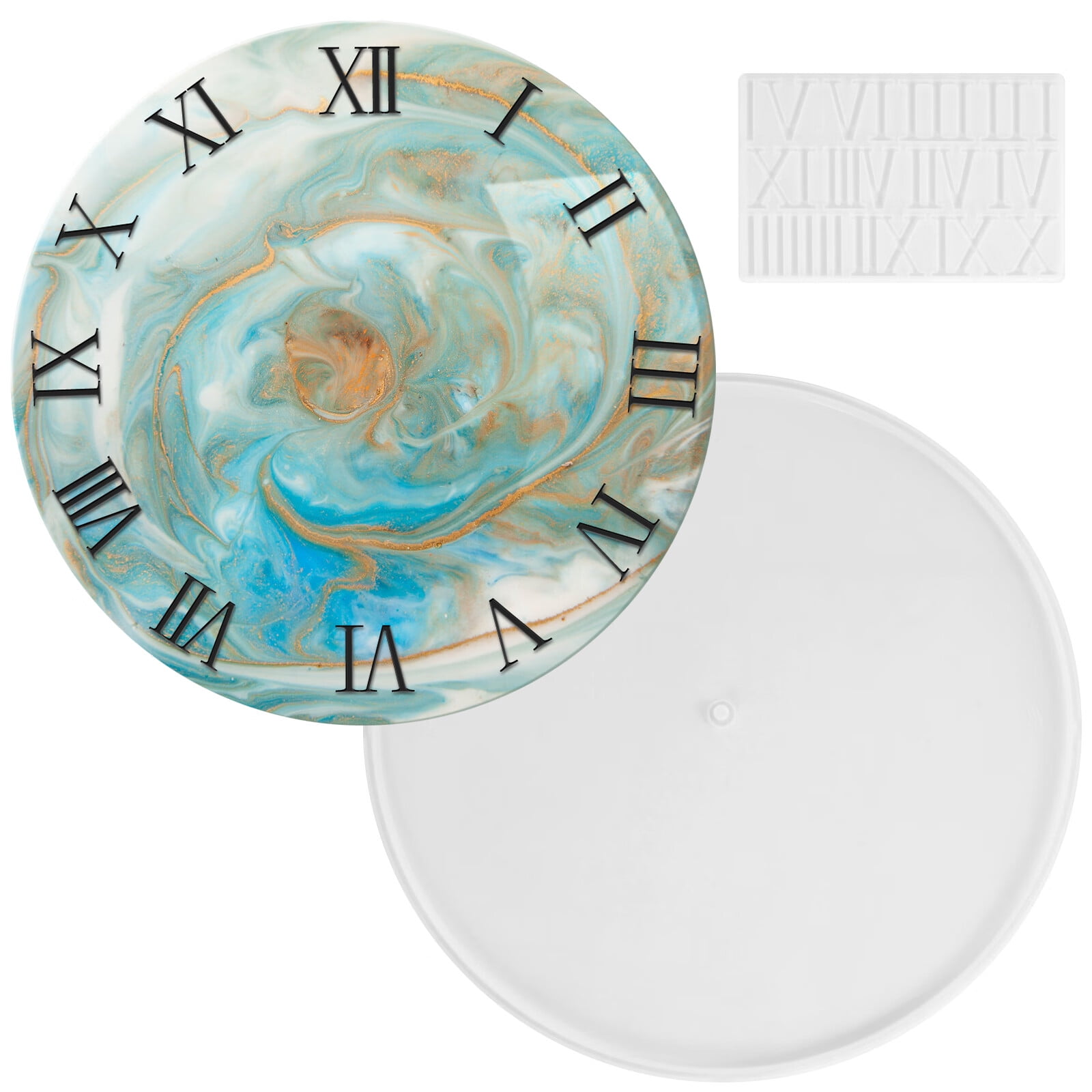 Adifare Clock Resin Mold with Arabic/Roman Numeral Mold 14.6inch ...
