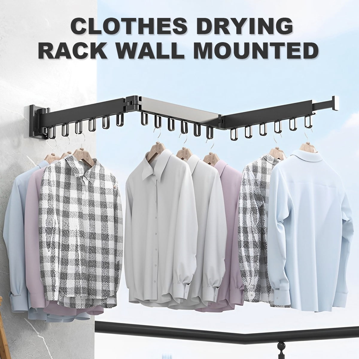 Adifare Clothes Drying Rack 2/3 Fold Collapsible Clothes Hanger Wall ...