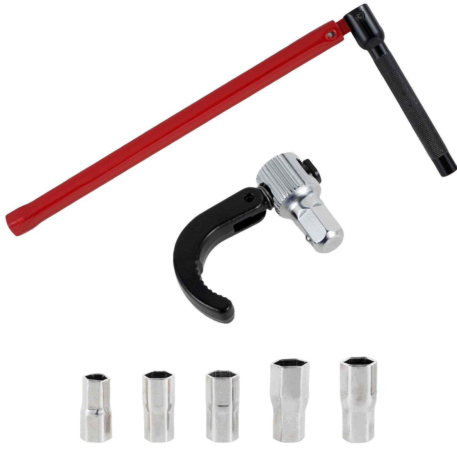 Adifare Faucet Wrench Carbon Steel Plumber Socket Wrench with 5 Sockets ...