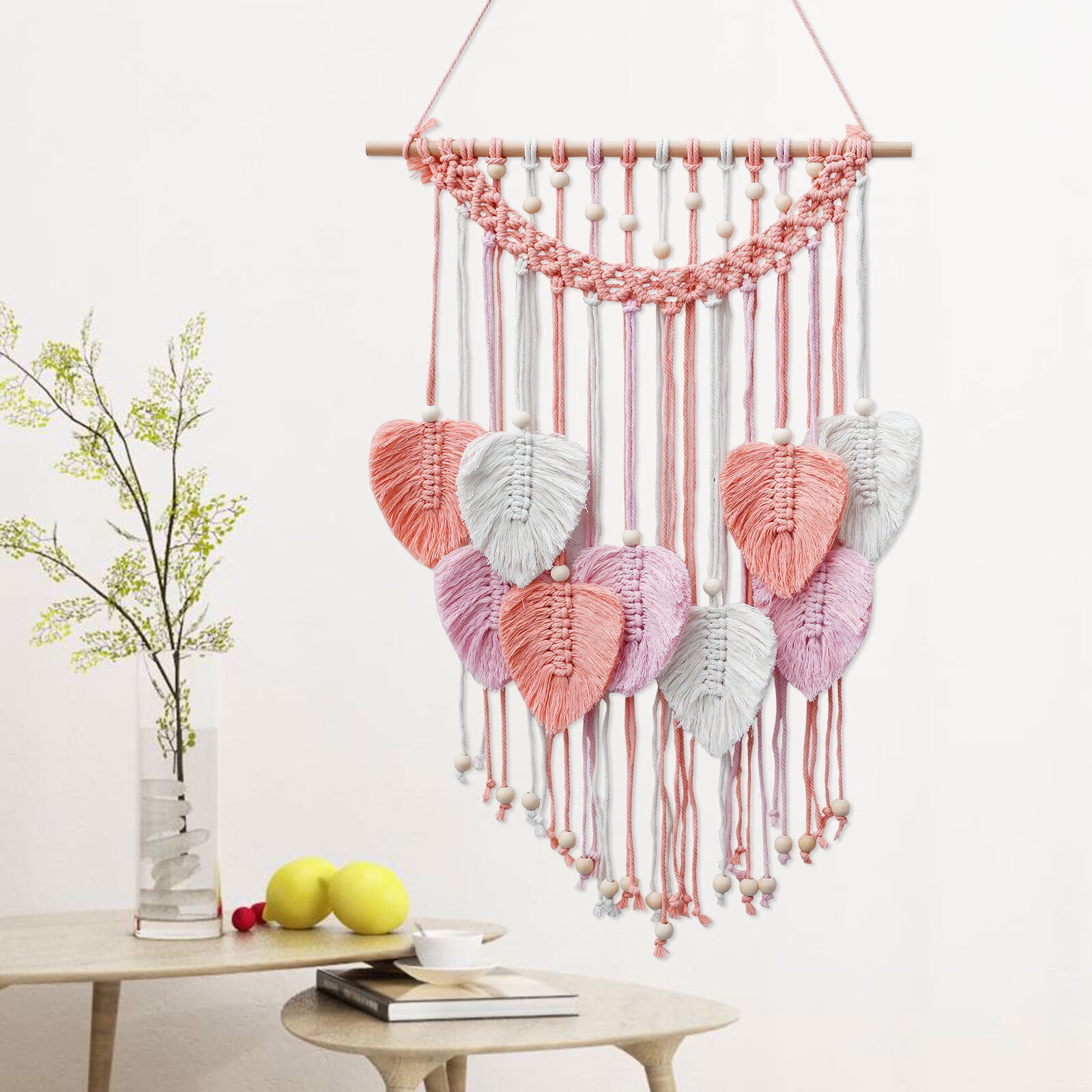 Adifare Macrame Wall Hanging Leaves Handmade Woven Wall Leaves Macrame ...