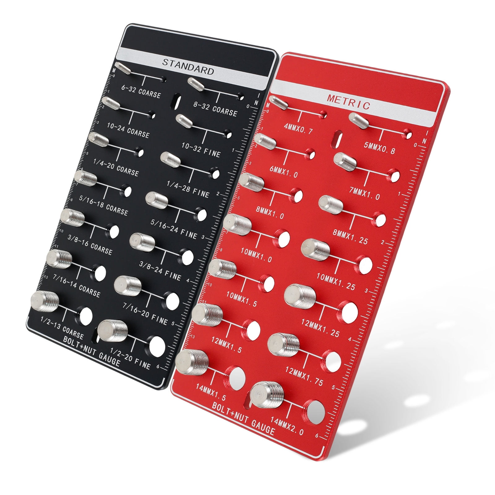 Adifare Nut and Bolt Thread Checker 14 Imperial 14 Metric Aluminum ...