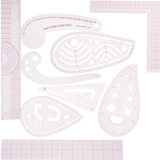 Adifare Sewing Ruler Set Inch and Metric Clear Curve Straight Shape ...