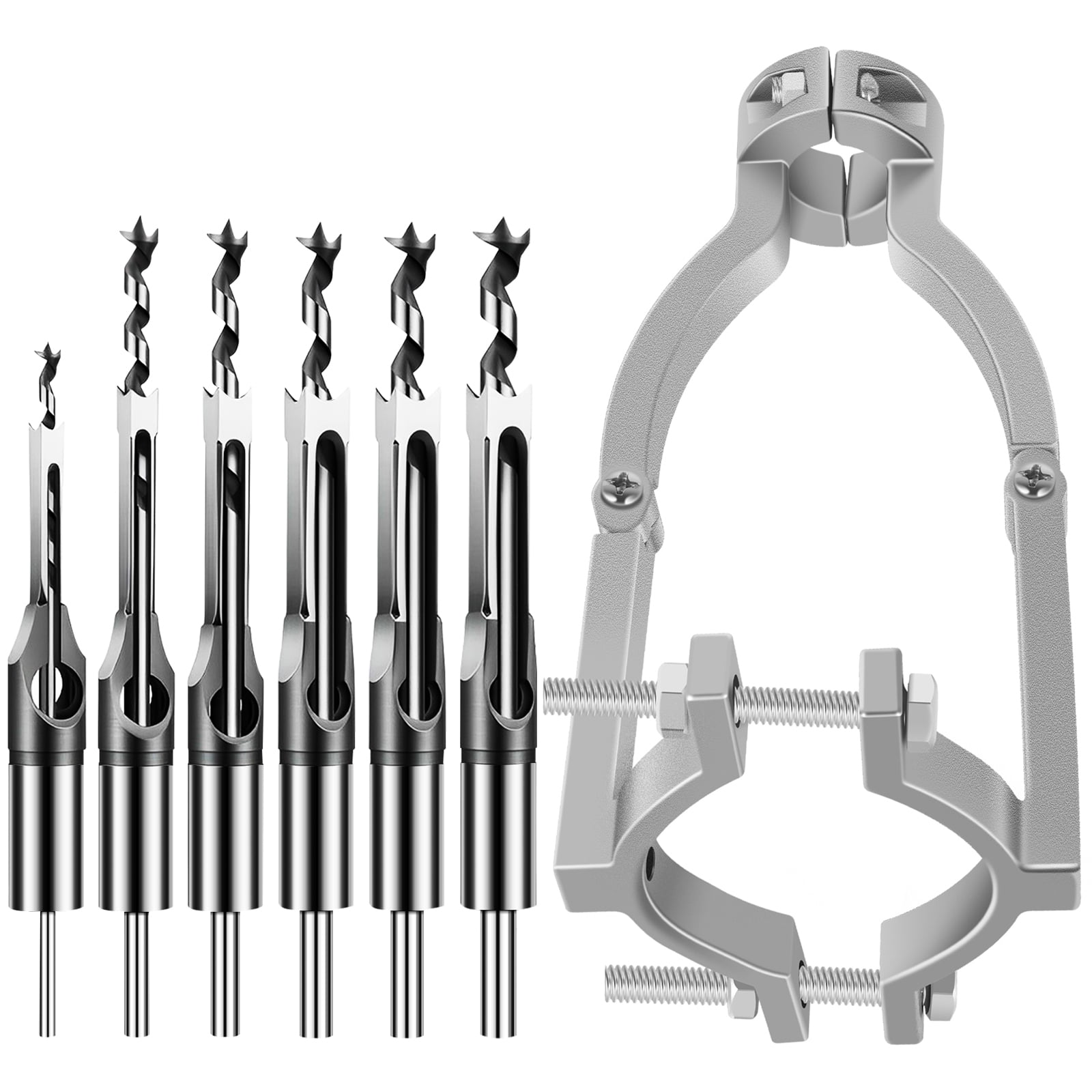 Adifare Square Hole Drill Bit Adapter with 6 Drill Bits Carbon Steel ...