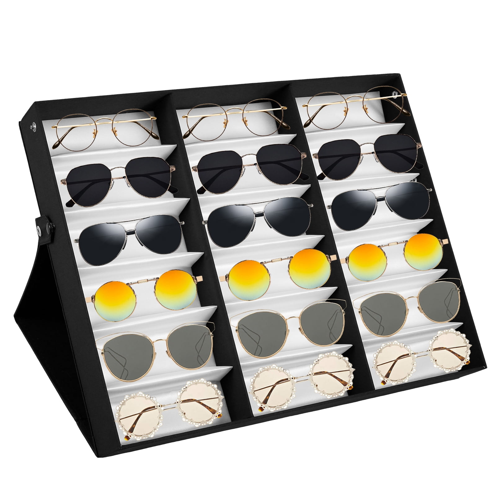 Adifare Sunglasses Organizer 18 Slot Sunglasses Storage Holder Foldable ...