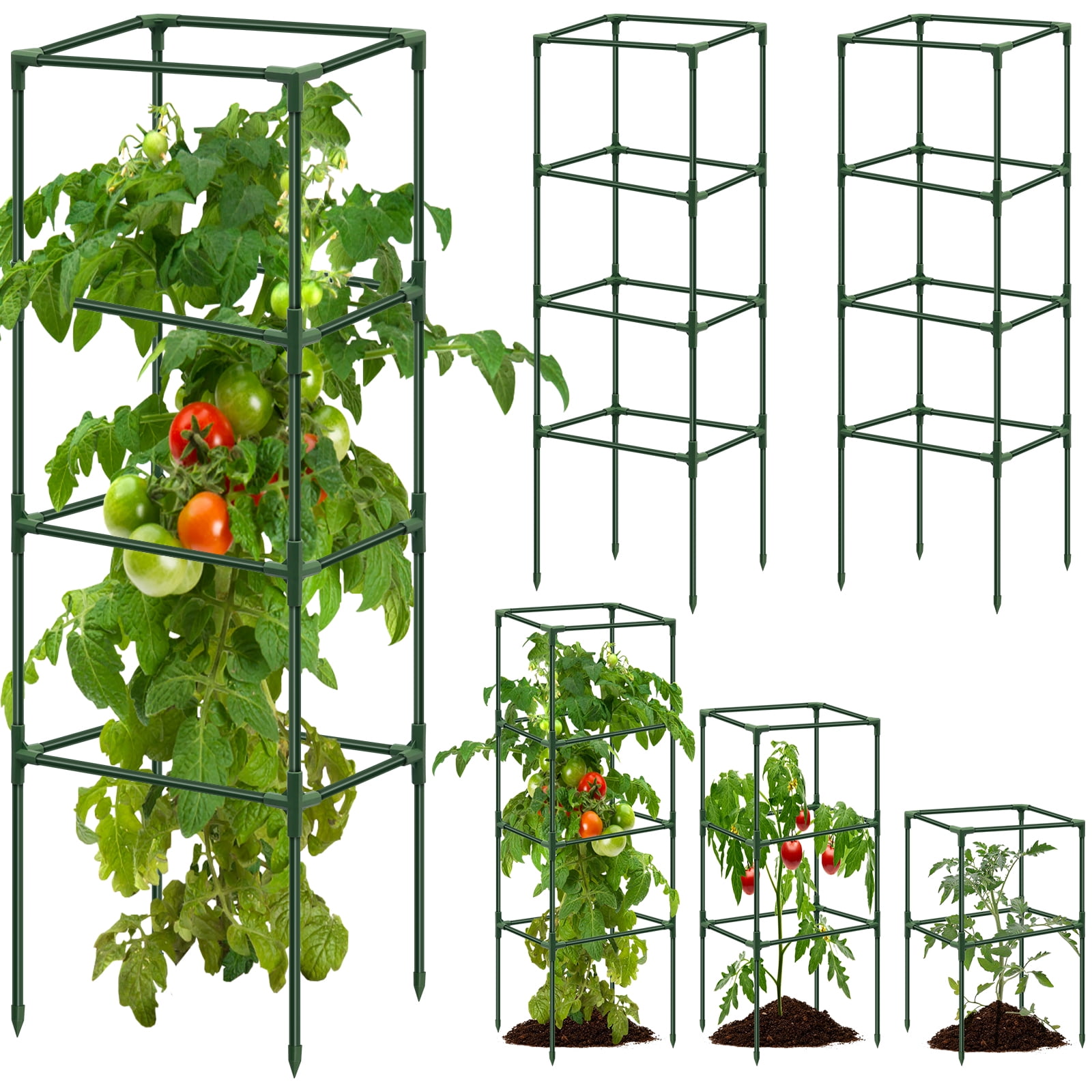 Adifare Tomato Cage Garden Tomato Plant Cage Support Pole Assembled ...