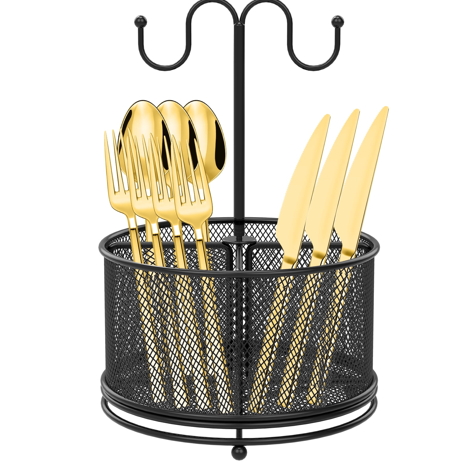 Adifare Utensil Caddy, 360° Rotating Utensil Caddy with Handle Metal ...