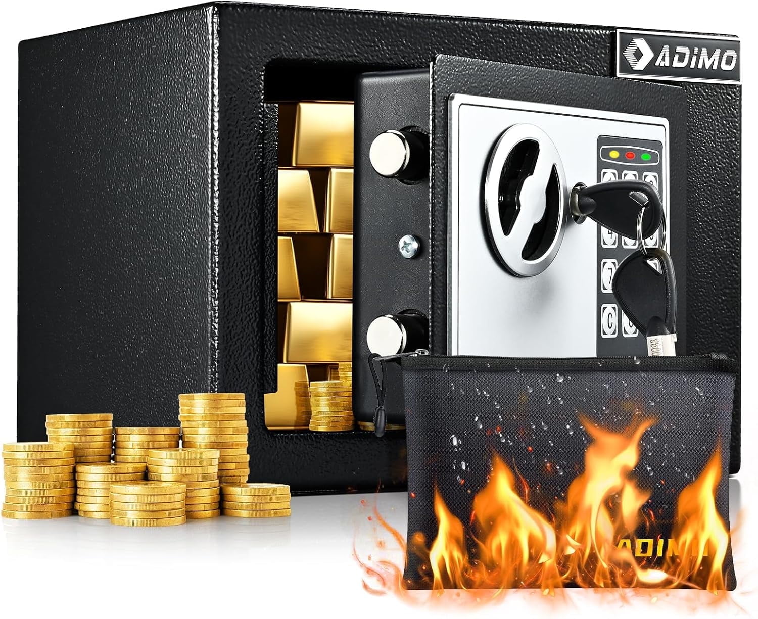Adimo Electronic Digital Safe Box, 0.23Cu Ft Hidden Safe, Keys ...