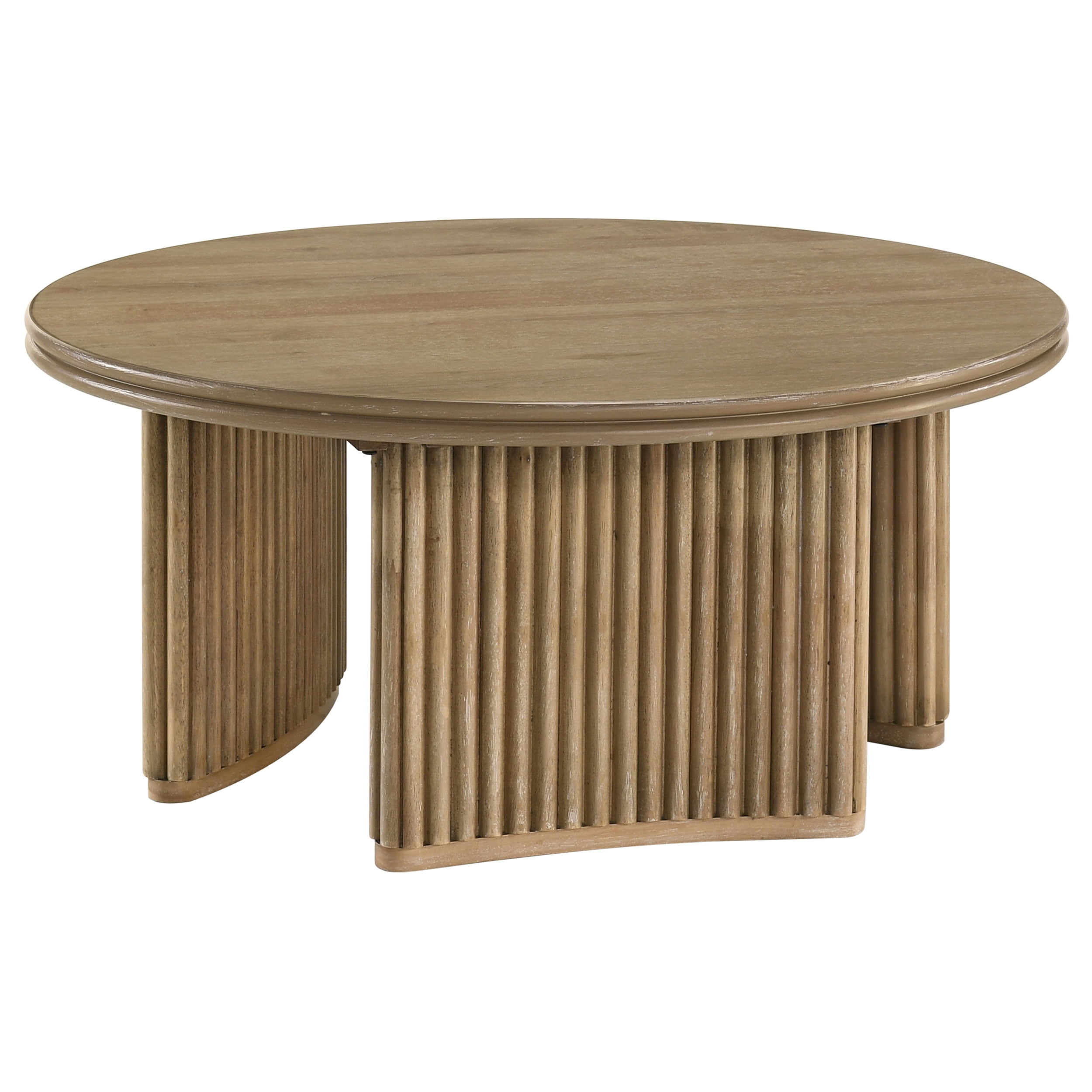 Adina 36-inch Round Wood Coffee Table Distressed Light Brown - Walmart.com